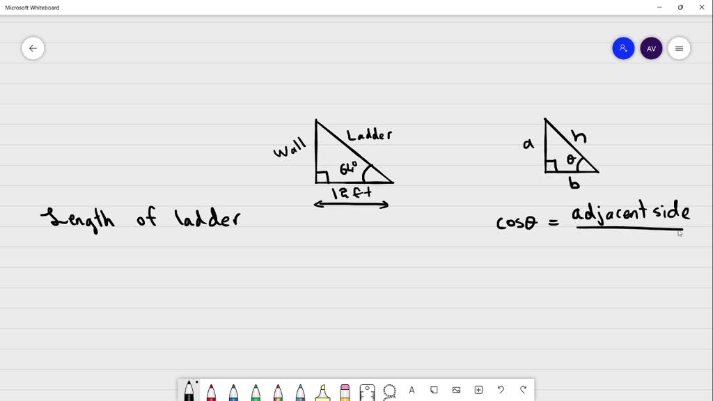 SOLVED: A ladder leans against the side of a house: The angle of ...