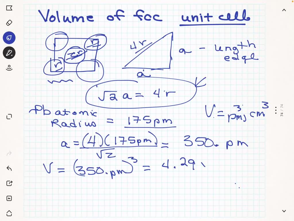 'Metallic lead crystallizes in face-centered cubic lattice, with one Pb ...