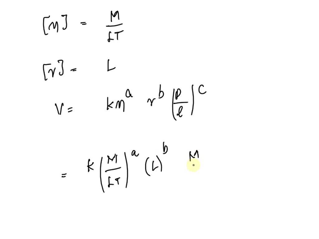 SOLVED: Drive by the method of dimension an expression for the volume ...