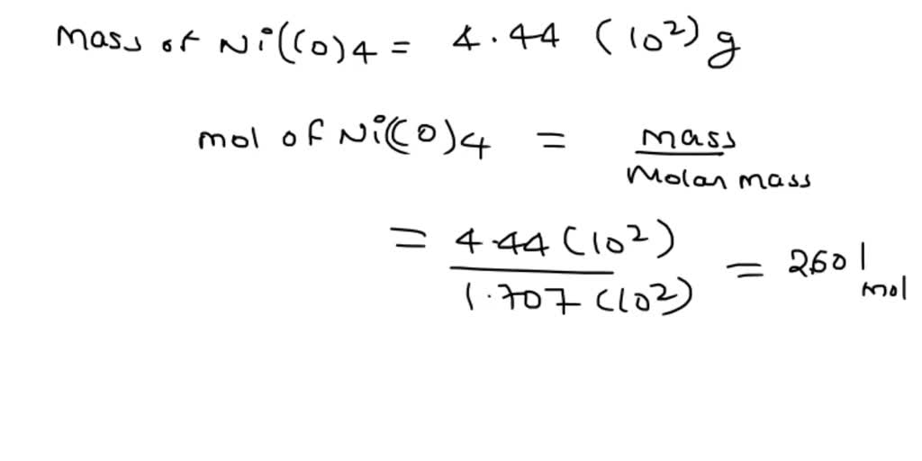 SOLVED: The Mond Process produces pure nickel metal via the thermal ...