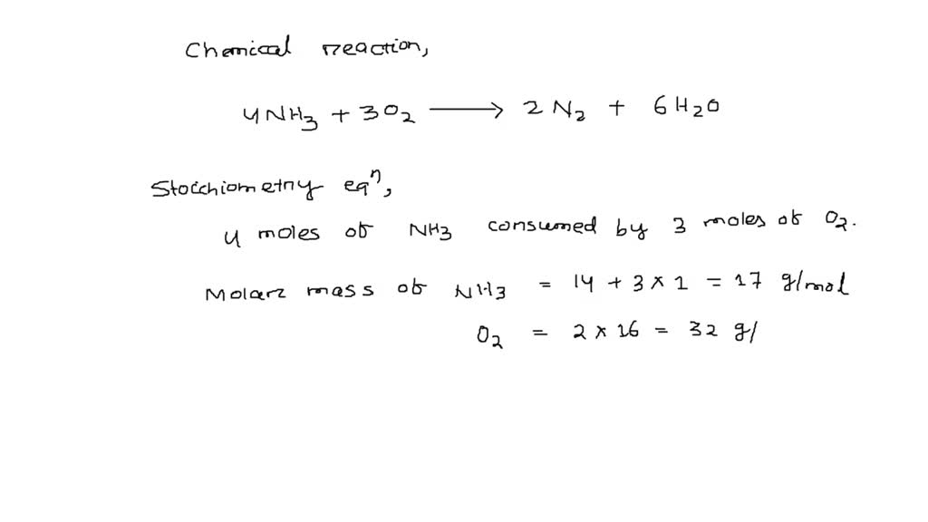 For the reaction 4 NH3 + 3 O3 -> 2 N2 + 6 H2O, how many grams of NH3 ...