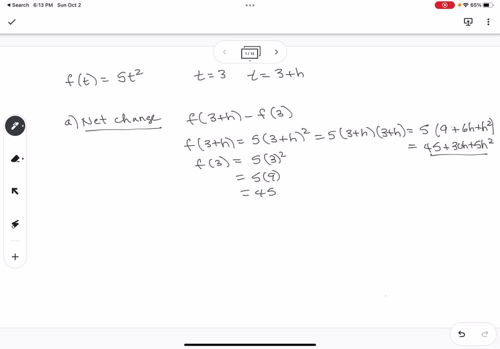 SOLVED: A function is given. g(t) = − t³ + t²; t = -1, t = 3 (a) Determine the net change ...