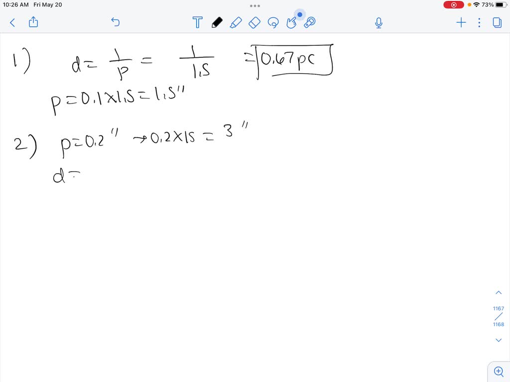 SOLVED: A. Is parsec the distance at which a star has 1 arcsecond of parallax? yes/no? B. Which ...