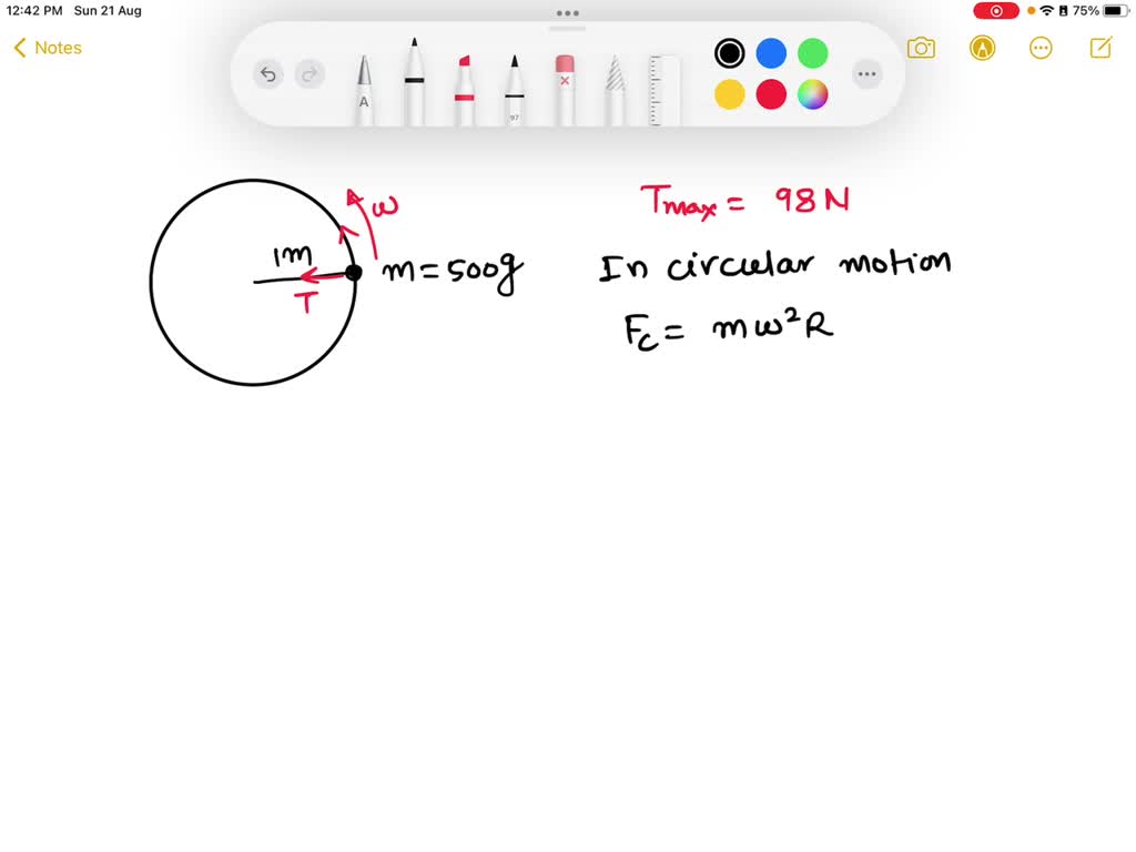 SOLVED: One end of a string 1 m long is fixed and a body of mass 500 ...