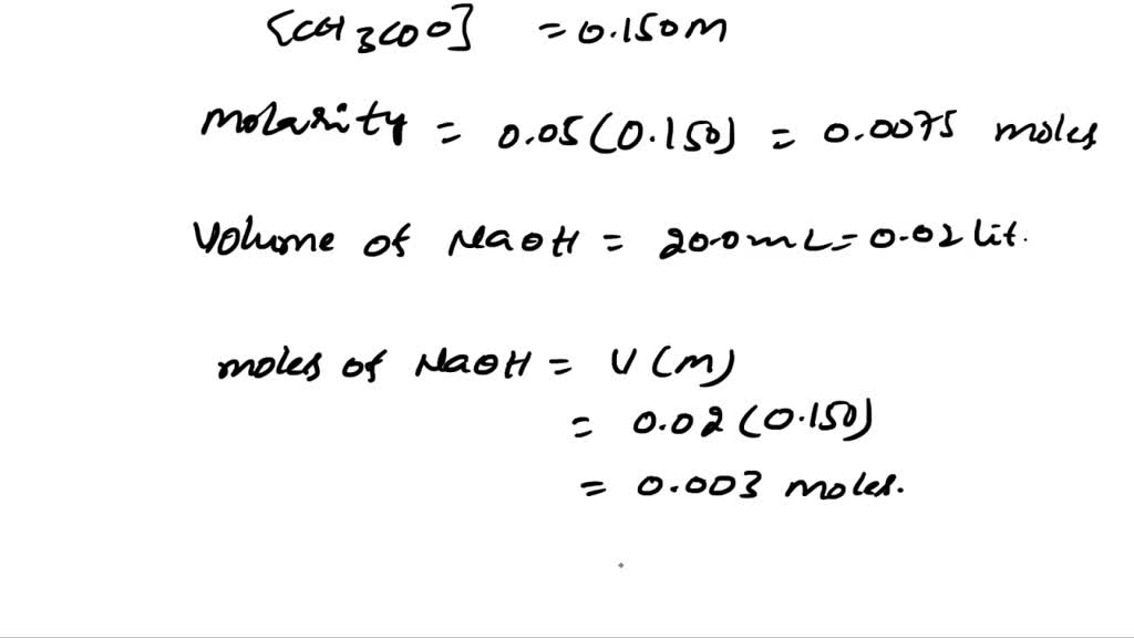 SOLVED: A 50.0 mL solution of 0.150 M acetic acid (CH3COOH) is titrated ...