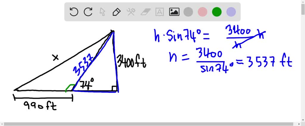 SOLVED: steep mountain is inclined 74 degree to the horizontal and ...