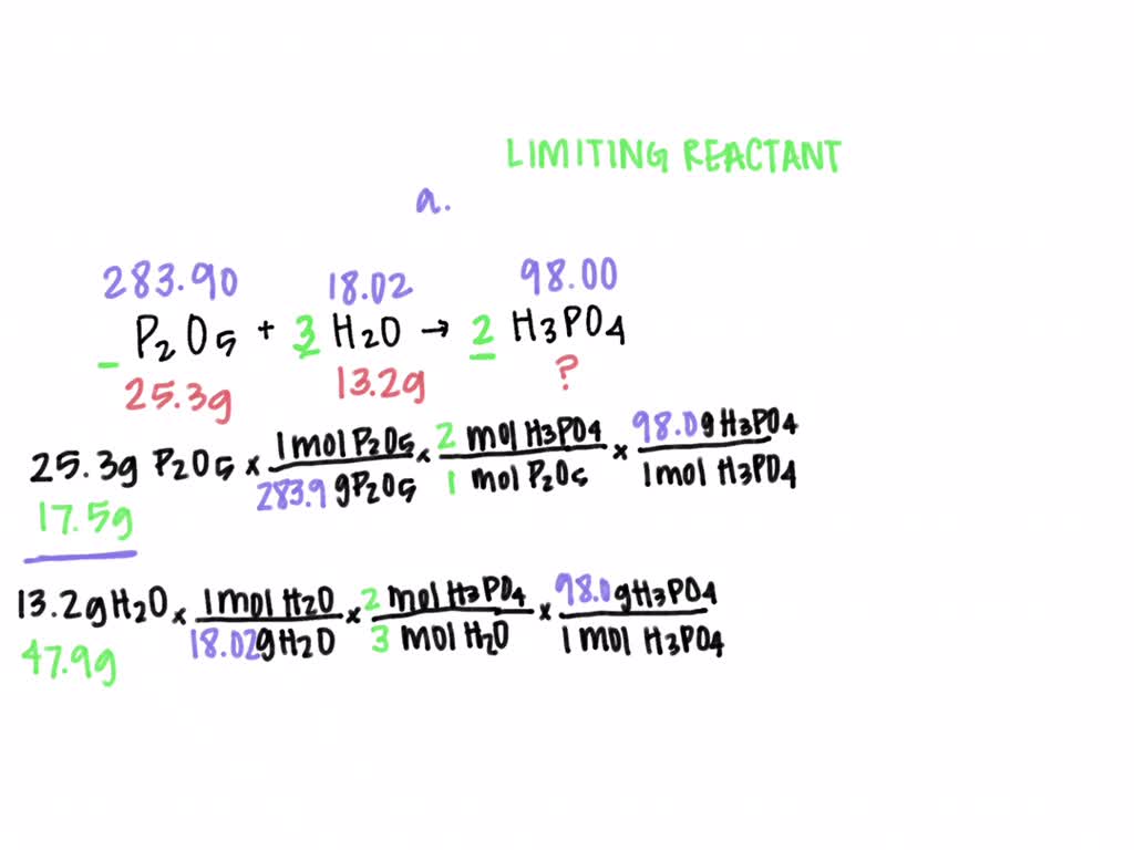 SOLVED: For this naction; 30.6 diphosphorus pentoxide TEaCta with 10.4 ...