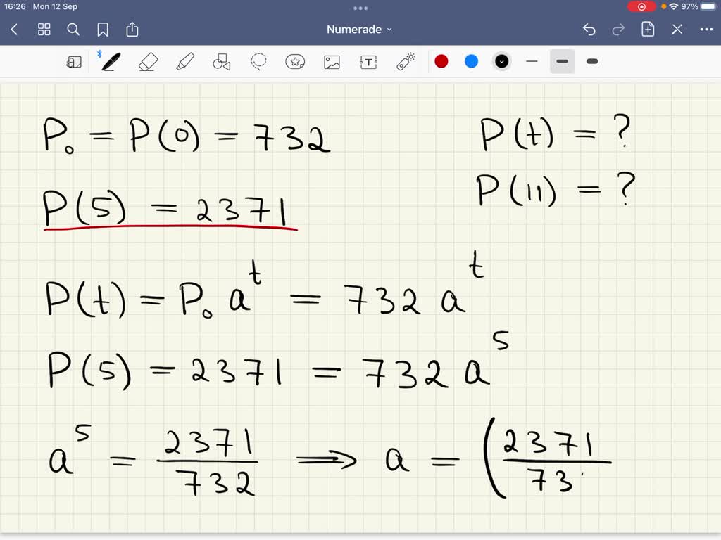 SOLVED: point) From the textbook: Assume that population was 732 when 0 ...