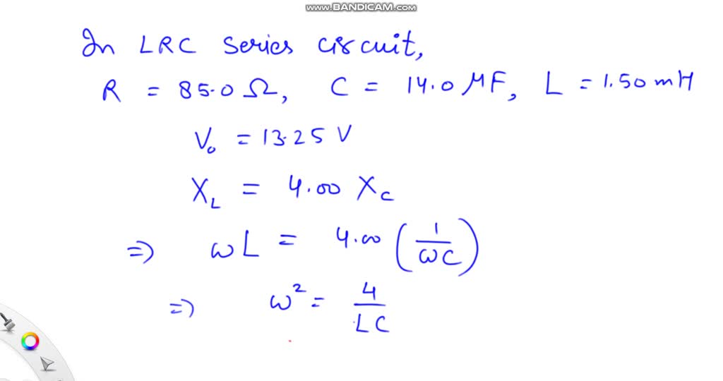 SOLVED: The LRC circuit below consists of a resistor of resistance R = 100.0, inductor of ...