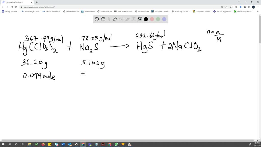 SOLVED: If a solution containing 36.20 g of mercury(II) chlorate is ...