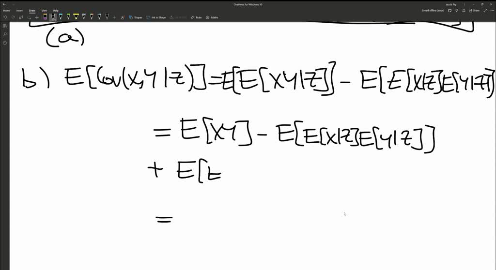 SOLVED: The conditional covariance of X and Y, given Z, is defined by ...