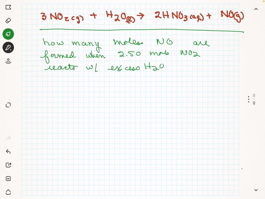 SOLVED: According to the following balanced reaction, how many moles of NO are formed from 2.50 ...