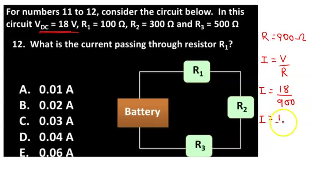 SOLVED: For numbers 11 to 12, consider the circuit below. In this circuit Voc = 18 V, R1 = 100 Q ...