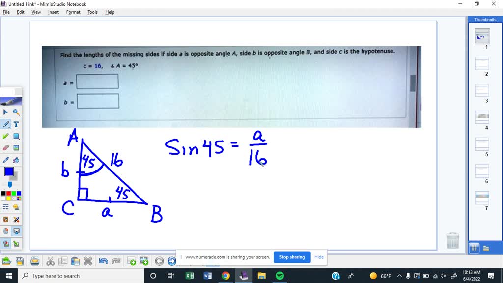 SOLVED: Solve the right triangle 450 Find the length of the side adjacent to the given angle ...