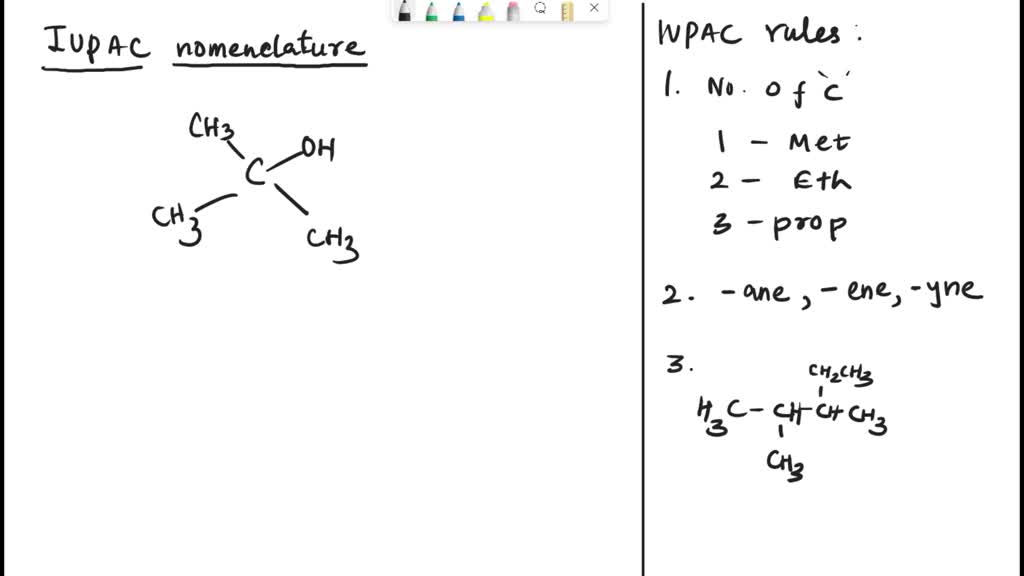 SOLVED: The correct IUPAC name for: HaC CH: 1,1-Dimethyl-1-ethanol 1 ...