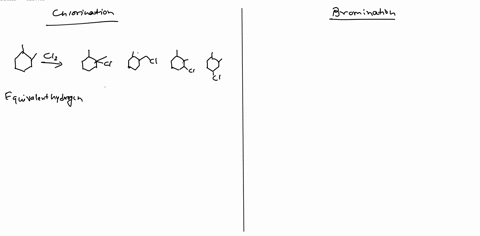 Draw all of the monochlorination products you would expect...