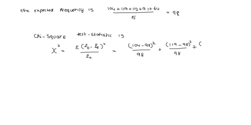 SOLVED: Chi Square Distribution Table a. Calculate the test statistic ...