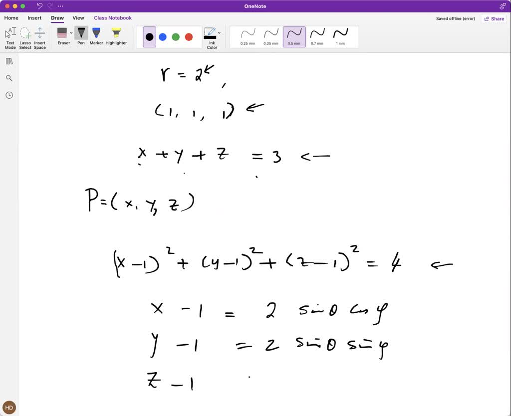 SOLVED: (Review) Draw the circle of radius two centered at (1, 1, 1 ...