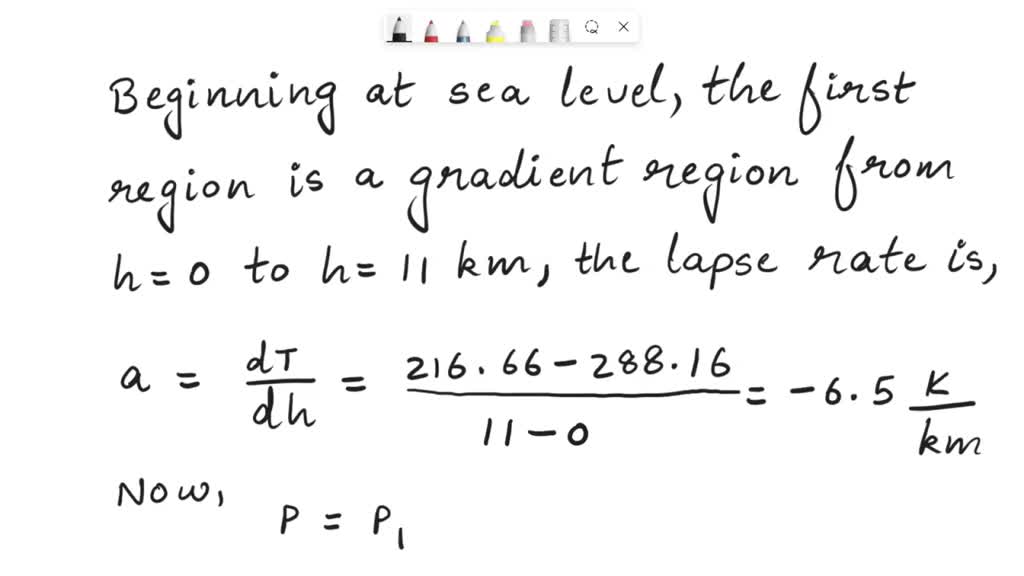 SOLVED: Calculate the standard atmosphere temperature and pressure at ...