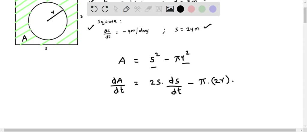 SOLVED: A circle is inside a square The radius of the circle is ...