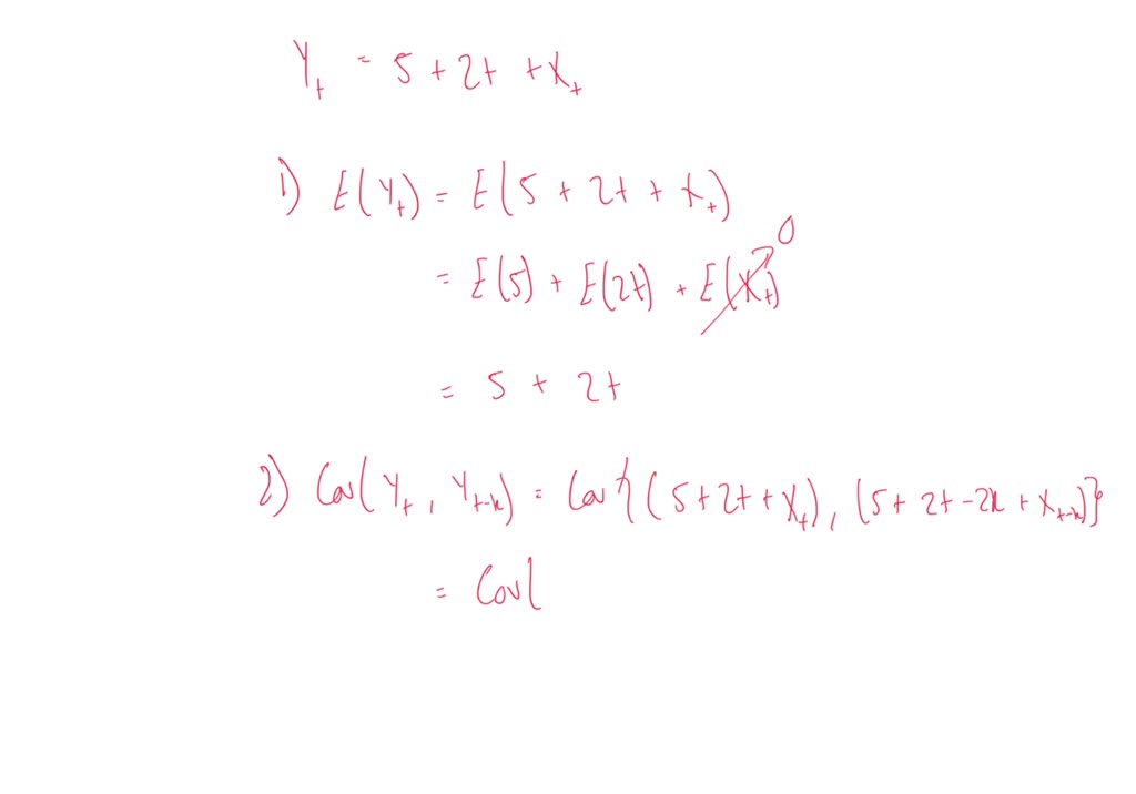 Problem 2 30 Points Suppose Y 5 2t Xt Where Xt Is A Zero Mean