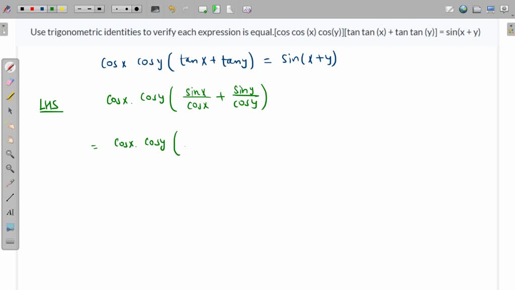 SOLVED: Use trigonometric identities to verify each expression is equal ...