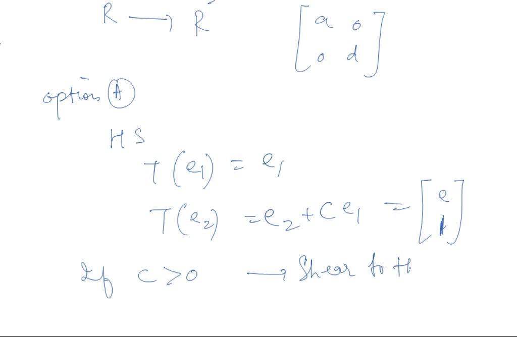 SOLVED: The standard matrix of a horizontal shear transformation from ...