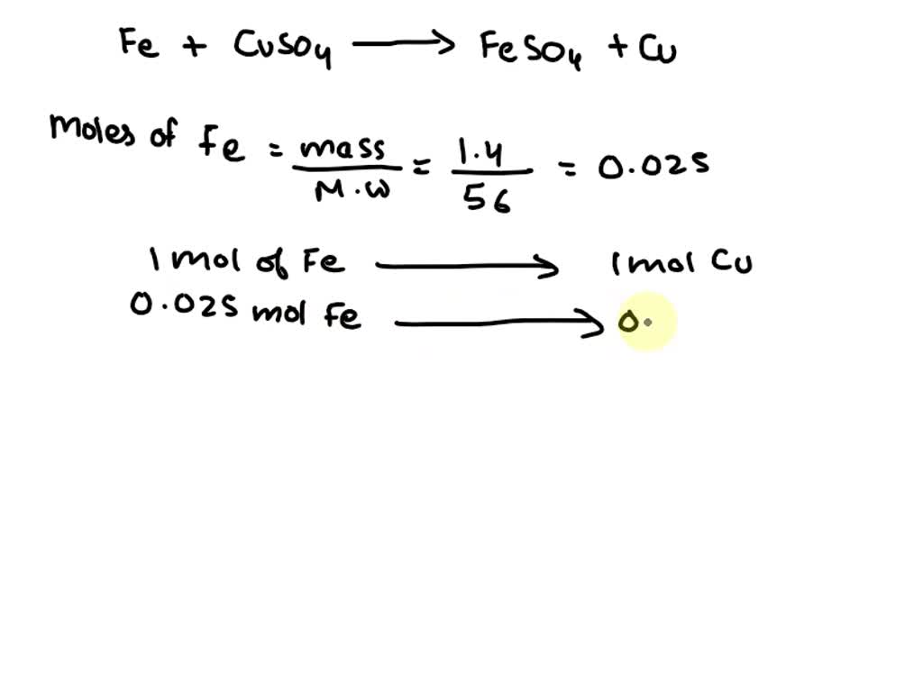 SOLVED: Iron reacts with a solution of Copper Sulphate. The formula of ...