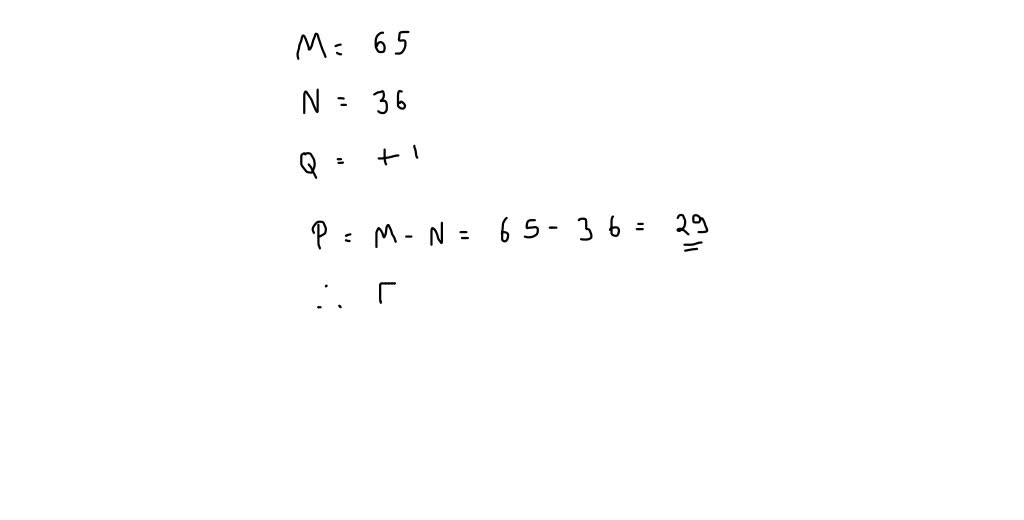 SOLVED: An ion has a mass number of 65, 36 neutrons, and a charge of +1 ...