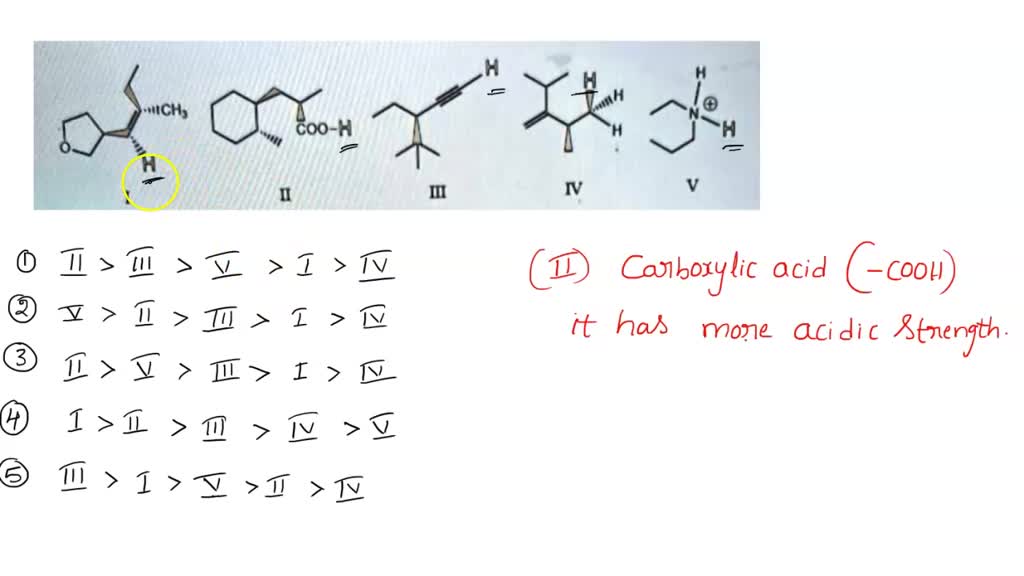 SOLVED: Rank the bold-faced hydrogens for the following compounds from ...