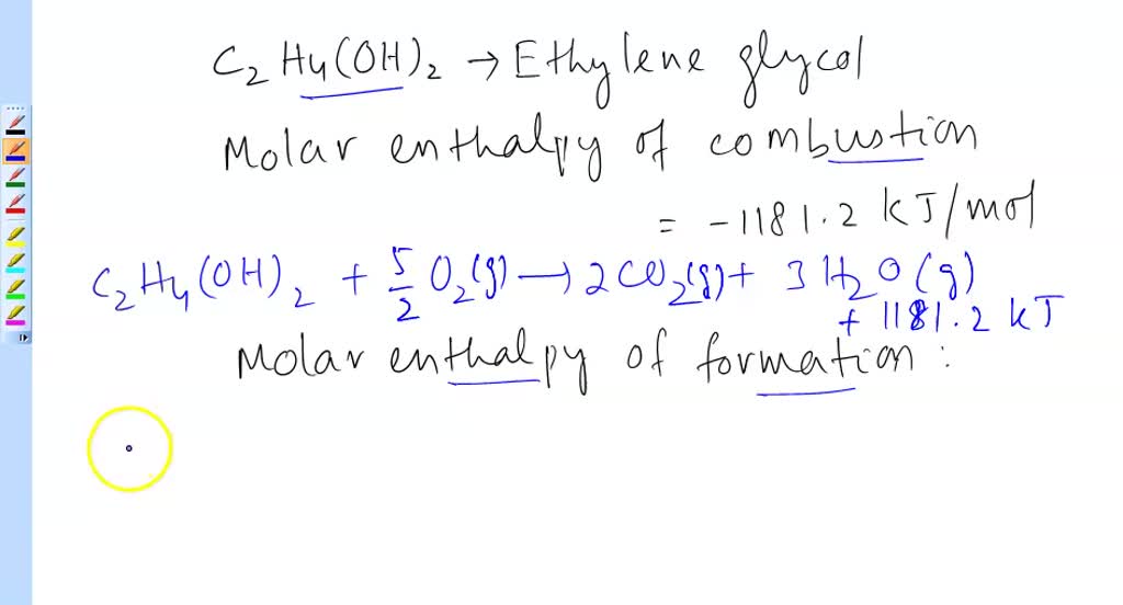SOLVED: Question 9 (1 point) The molar enthalpy of combustion for ...