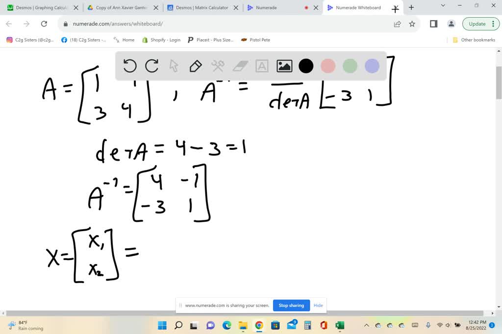 SOLVED: Texts: Solve the system by using the inverse of the coefficient matrix. Also, show that ...