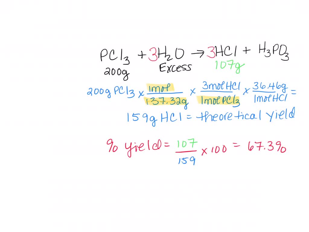 SOLVED: What is the percent yield of a reaction in which 200 g of ...