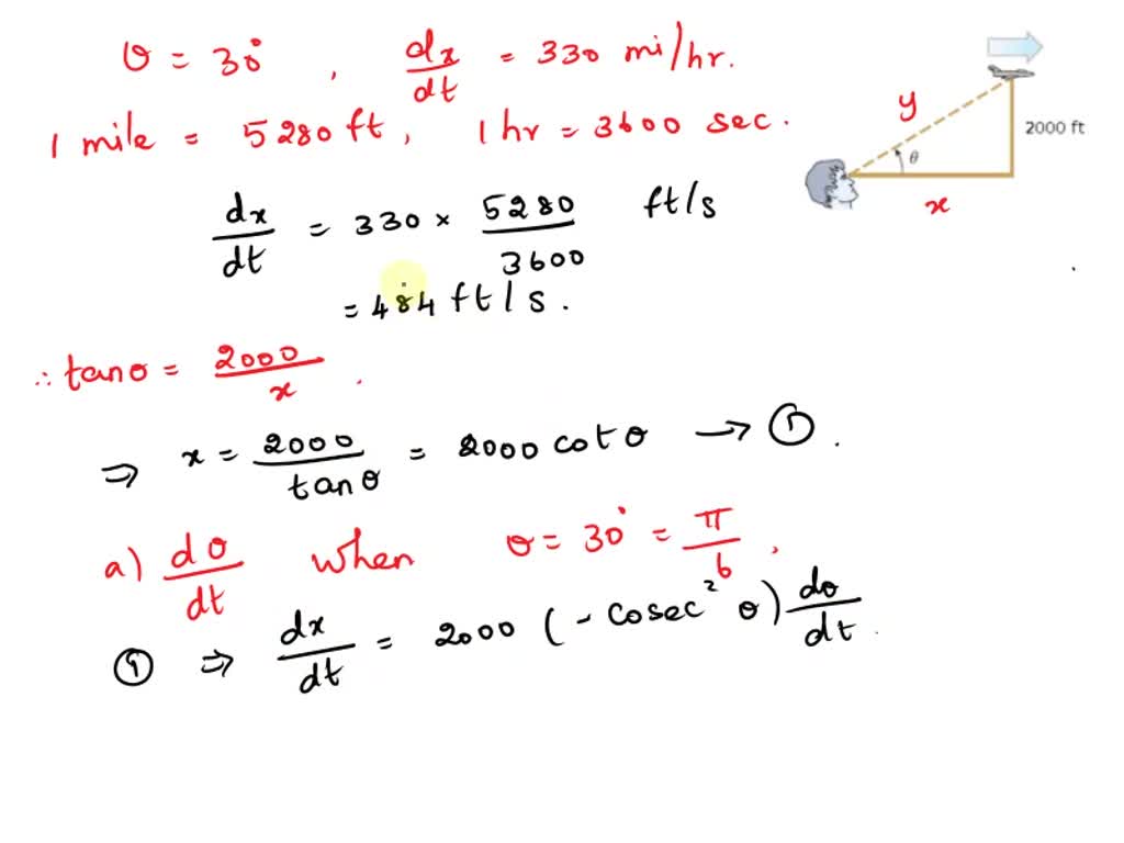 SOLVED: 'An aircraft is flying horizontally at constant height of 2000 ...