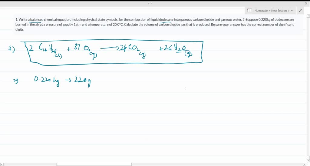 SOLVED: 1. Write a balanced chemical equation, including physical state ...