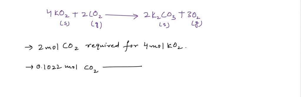 SOLVED: Potassium superoxide (KO2) reacts with carbon dioxide to form ...