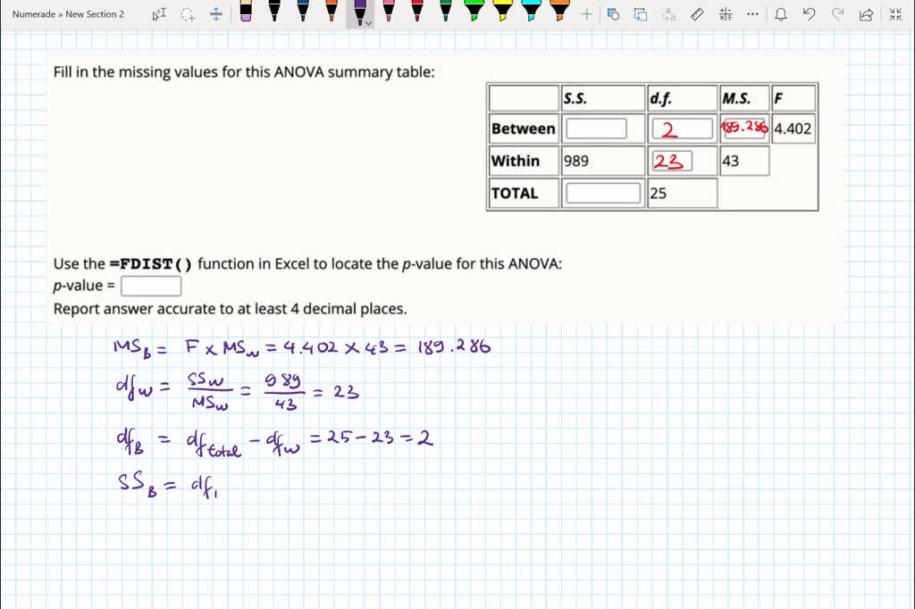 SOLVED: reseaicher conducts two-may ANOVA est with Intefaclion and provides ilie lollowirig ...