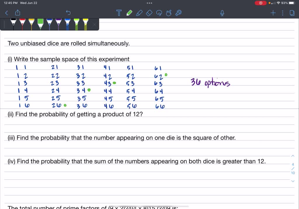 SOLVED: (38 pts) Now, construct a sample space of equally likely outcomes when rolling a pair of ...