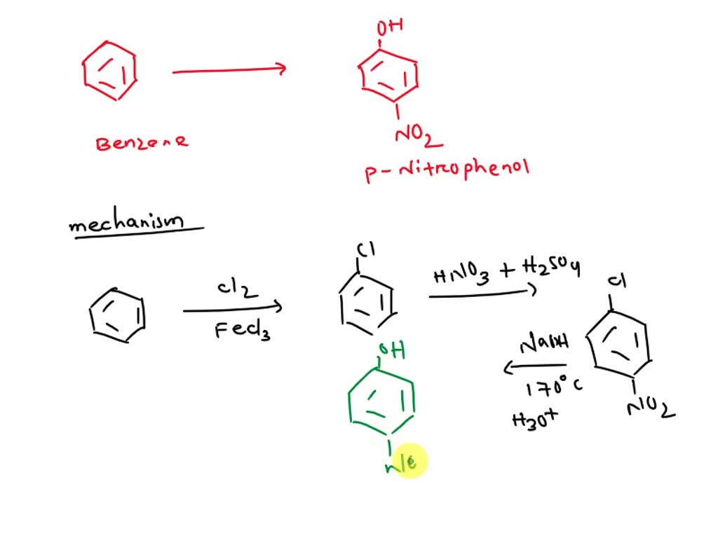 SOLVED: Give the synthesis of following compound from Benzene NO2 OH 2 1 NO2