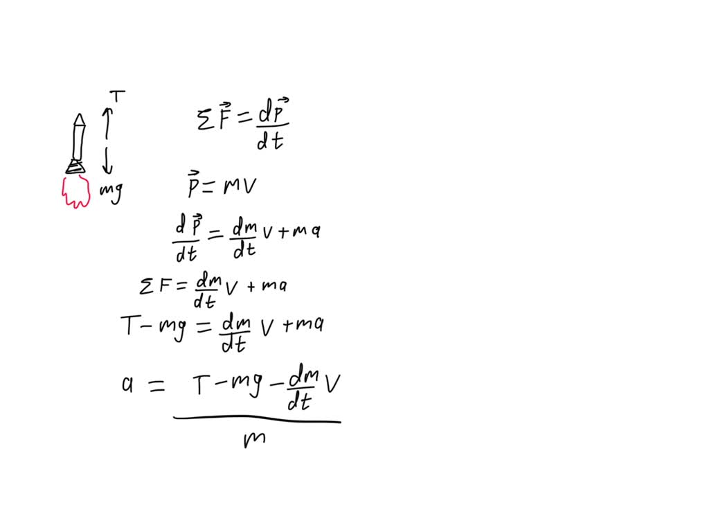SOLVED: The mass of a rocket decreases as it burns through its fuel. If ...