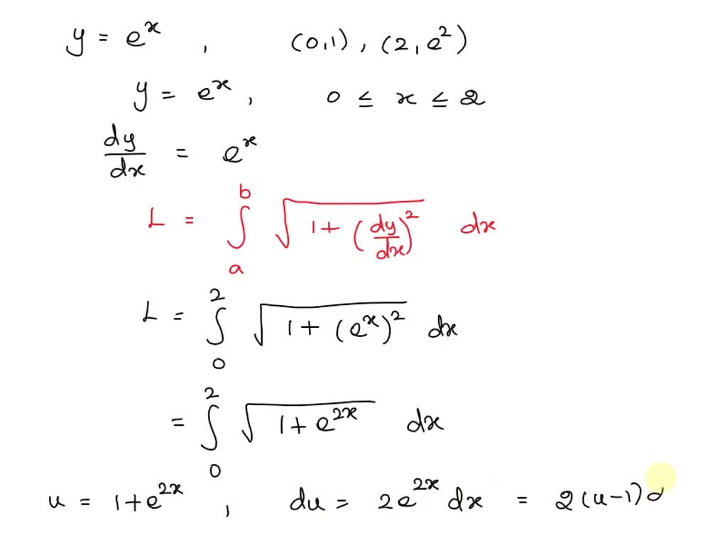 SOLVED: Use either a computer or a table of integrals to find the exact length of the arc of the ...