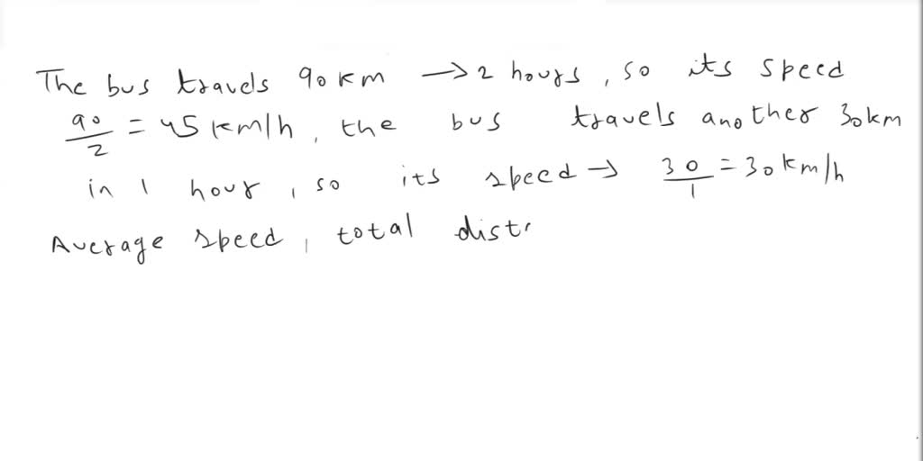 SOLVED: A bus travels a distance of 90 km in 2 hours and another 30 km ...