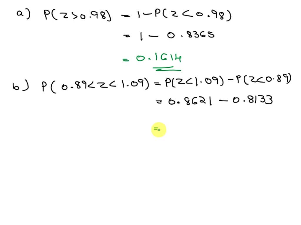 SOLVED: 1) For a Normal Distribution, calculate the following: P(Z = 1. ...