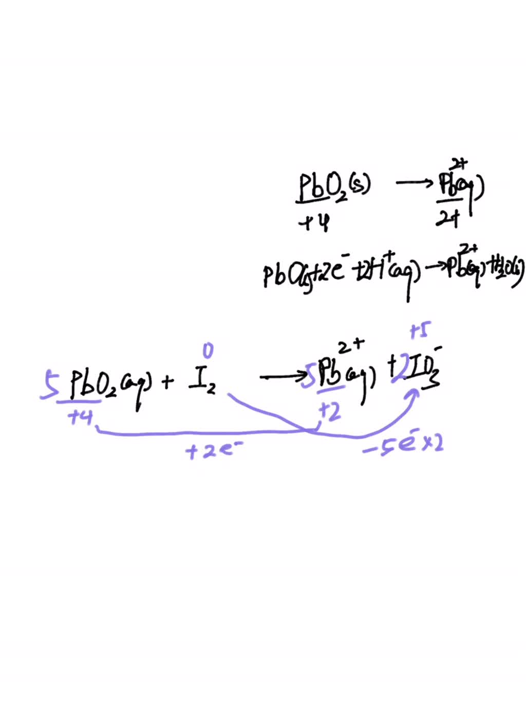 SOLVED: a. Complete and balance the following half-reaction in acidic solution: PbO2(s) –> Pb2 ...