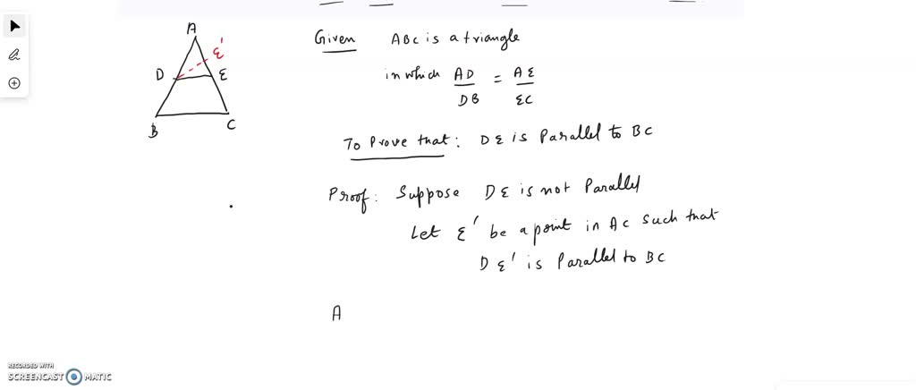 SOLVED: Eleonore wants to prove that if a line divides two sides in a triangle proportionally ...