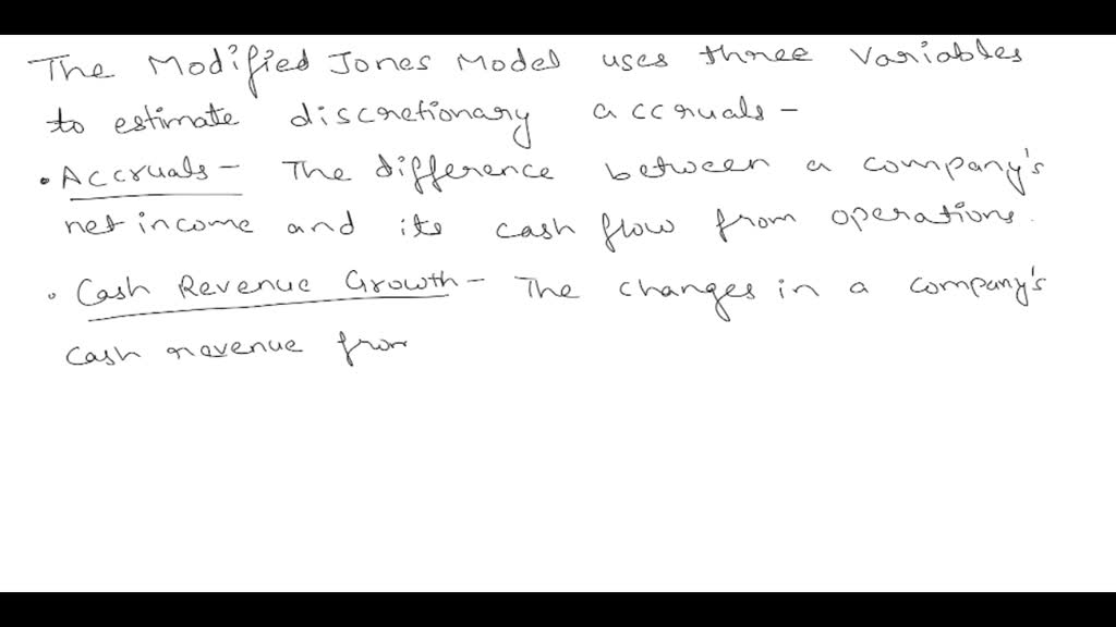 Which of the following variables are included in the Modified Jones ...