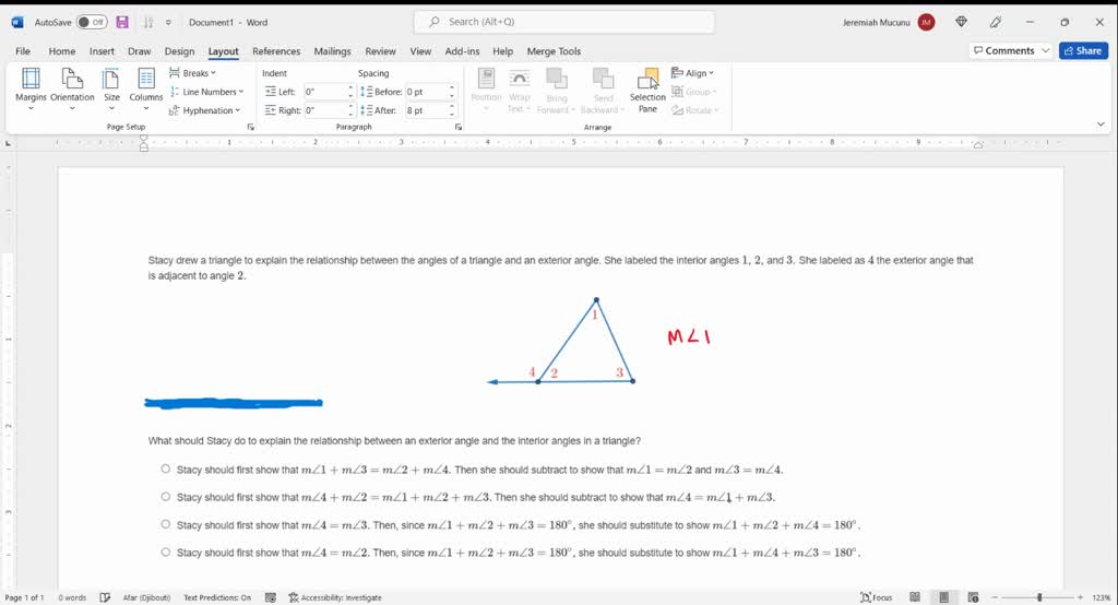 Solved Proving The Sum Of The Interior Angle Measures Of A Triangle Is