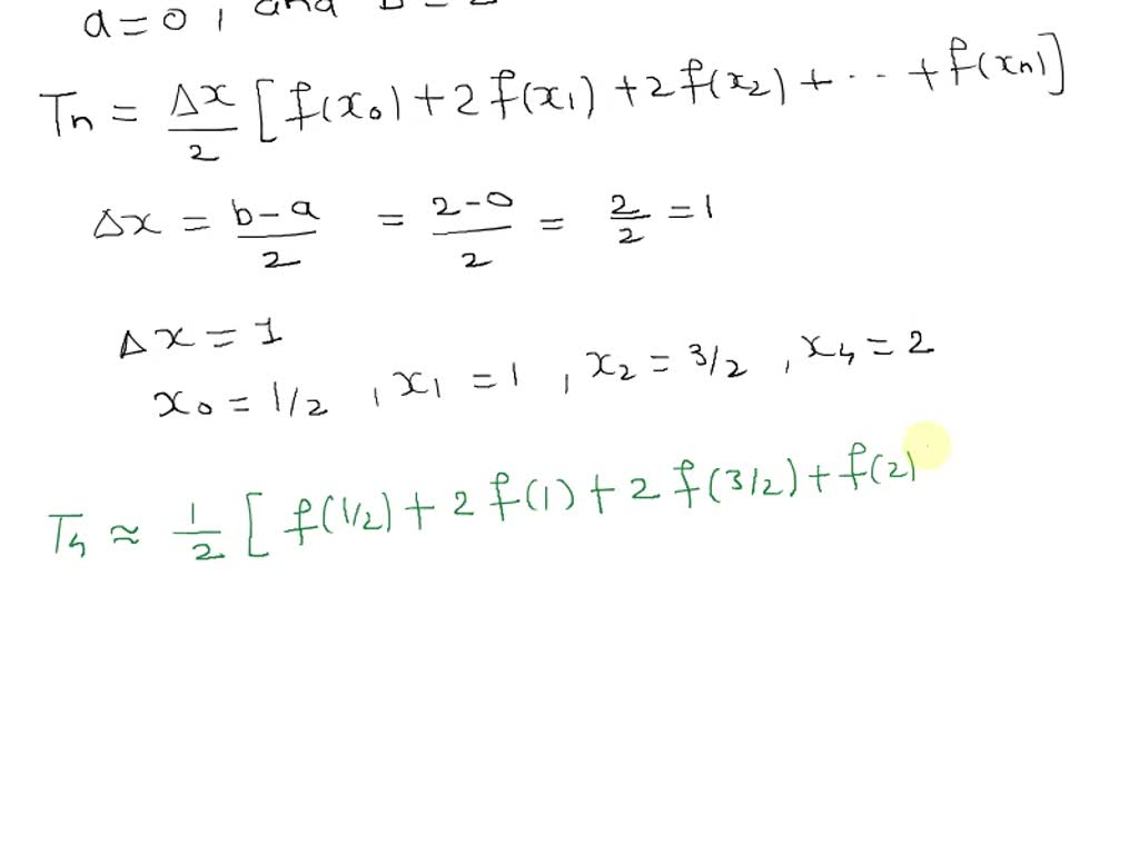 SOLVED: 1. Use the trapezoidal rule to approximate dx for n = 4. ##calc ...