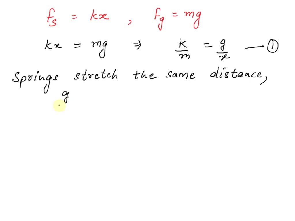 SOLVED: Two balls of unequal mass are hung from two springs that are ...