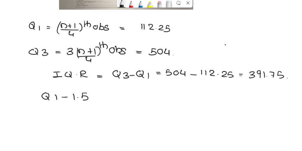 SOLVED: d-1. What are the limits for outliers? (Round your answers to ...